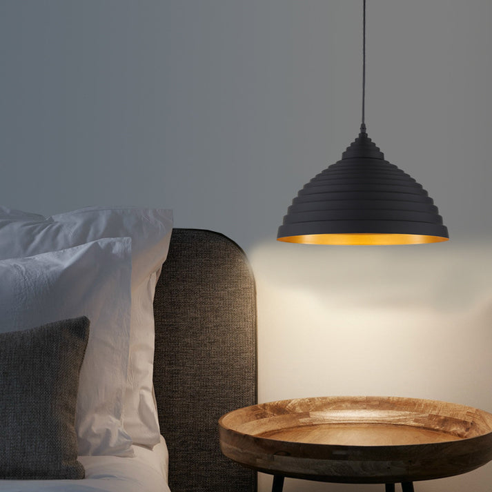 Ridged Dome Aluminum Pendant Lighting Retro 1 Bulb Coffee Shop Ceiling ...