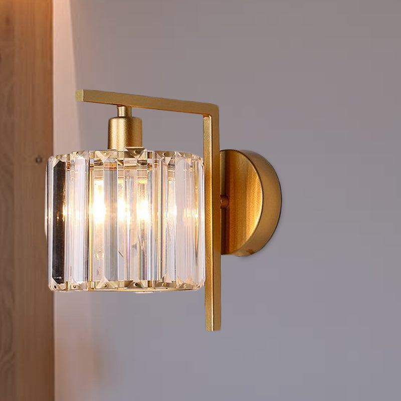 Modern Column Wall Light Fixture 1-Bulb Clear Crystal Wall Sconce ...