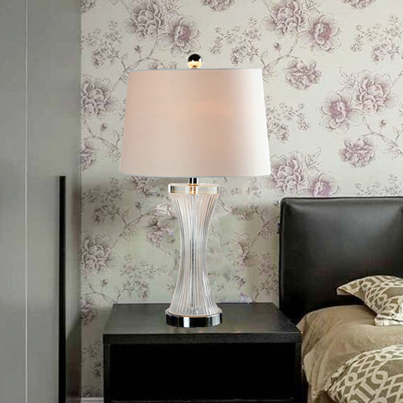Curved Clear Crystal Glass Night Light Modernism 1 Head White Fabric ...