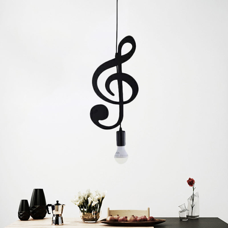 Black Musical Note/Eighth Note Pendant Nordic Style 1-Light Metal ...