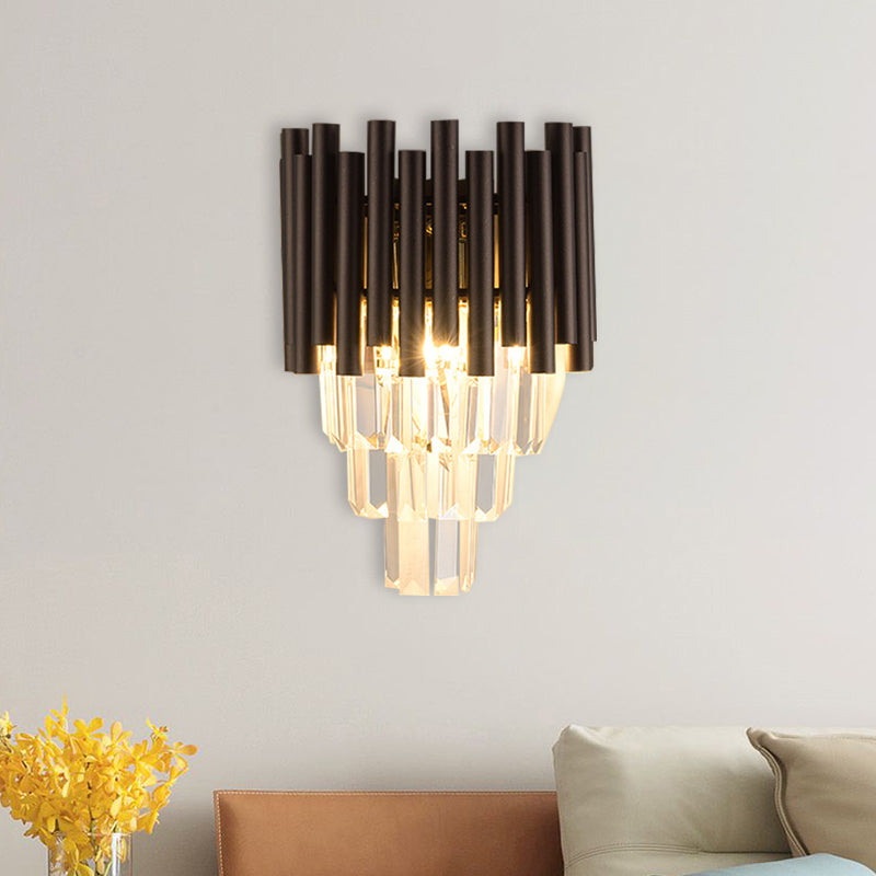 Coffee Layered Wall Lighting Fixture Modernist Clear Crystal 2 Lights ...