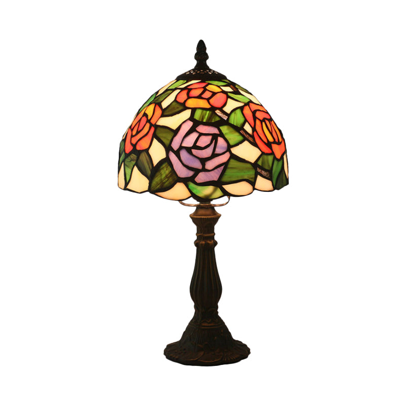 Pink/Purple and Pink Rose Night Lamp Victorian 1 Light Stained Art ...