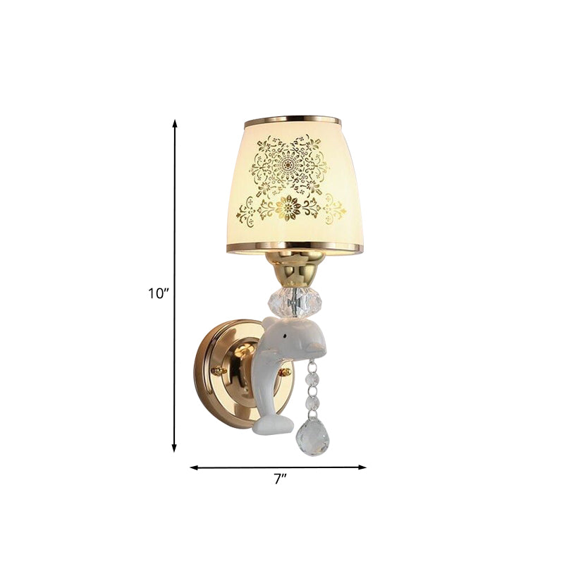 Trapezoid Opal Glass Shade Wall Sconce Modern 1/2-Light Gold Finish ...