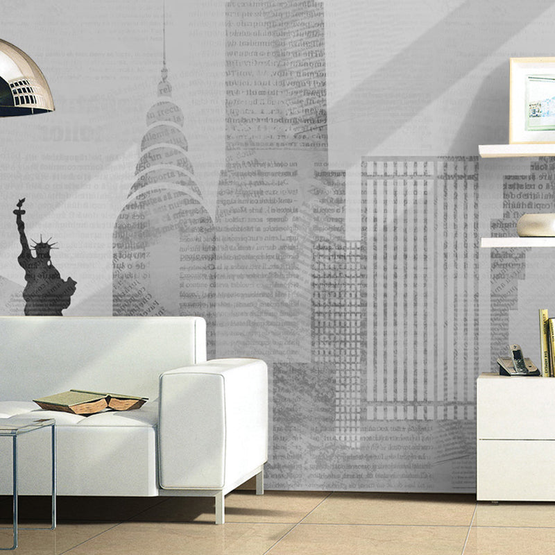 Nordic Wall Mural Neutral Color Skyscraper and Street Customized Wall ...