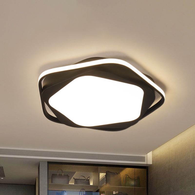 LED DORMITORIO Techo de techo Monte de acabado negro Minimalista Flush ...