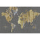 Gold World Map Mural Water-Resistant Wall Decor for Accent Wall - Clearhalo