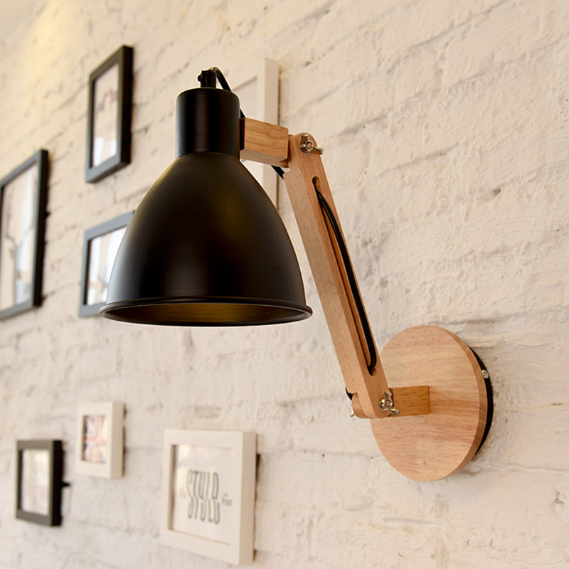 Iron Domed Wall Mounted Lamp Modern 1 Head White/Black Finish Wall ...
