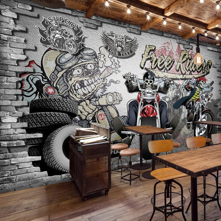 Stain-Resistant Street Graffiti Mural Full Size Retro Wall Decor for ...