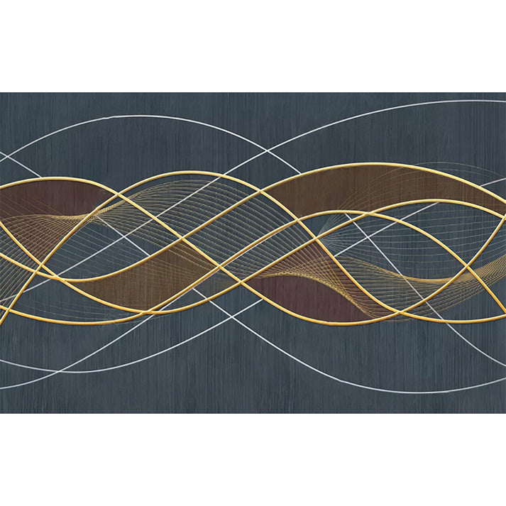Modern Swirling Line Mural Wallpaper Dark Blue Coffee Shop Wall ...