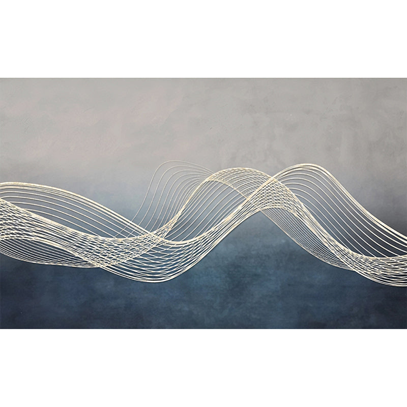 Full Outspread Line Mural Contemporary 3D Effect Wall Art in Blue and ...