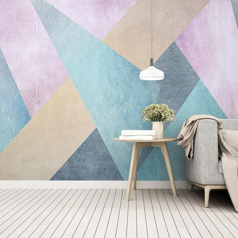 Extra Large Illustration Modern Mural for Accent Wall with Pastel Color ...