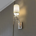 Simple Pillar Wall Mounted Light 1 Bulb Ribbed Fabric Sconce Lighting ...