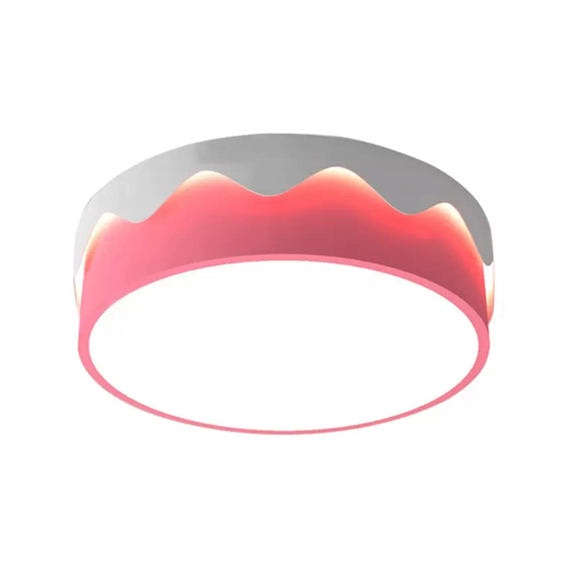 Kids Round Cake Flush Ceiling Light Acrylic LED Ceiling Lamp in Pink ...