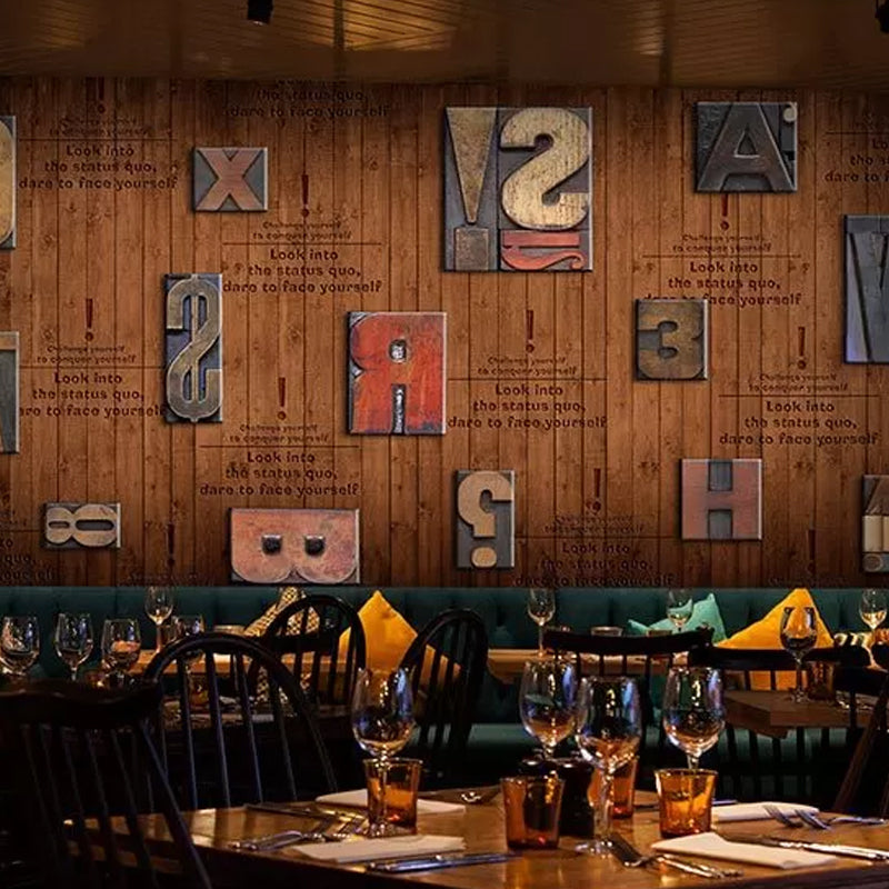 Stain-Resistant Faux Wood Mural Wallpaper Non-Woven Material Retro Wall ...