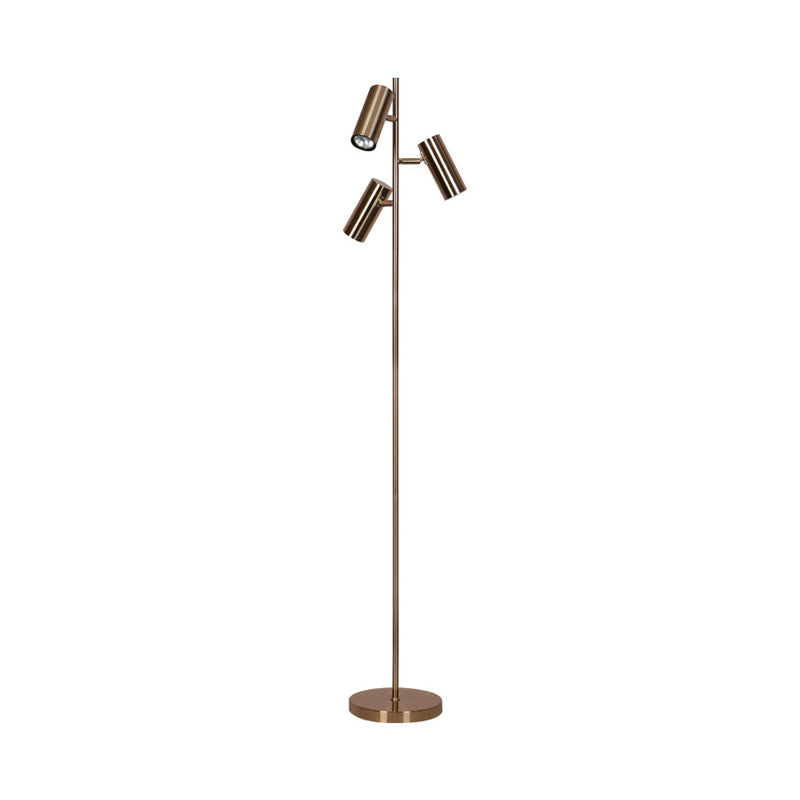 Tubular Bedroom Tree Floor Light Metallic 3-Head Post Modern Reading ...