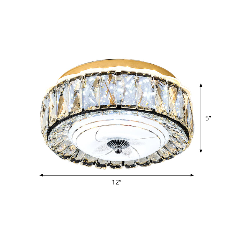 Modern Round Ceiling Mounted Fixture Crystal Block LED Corridor Flush ...