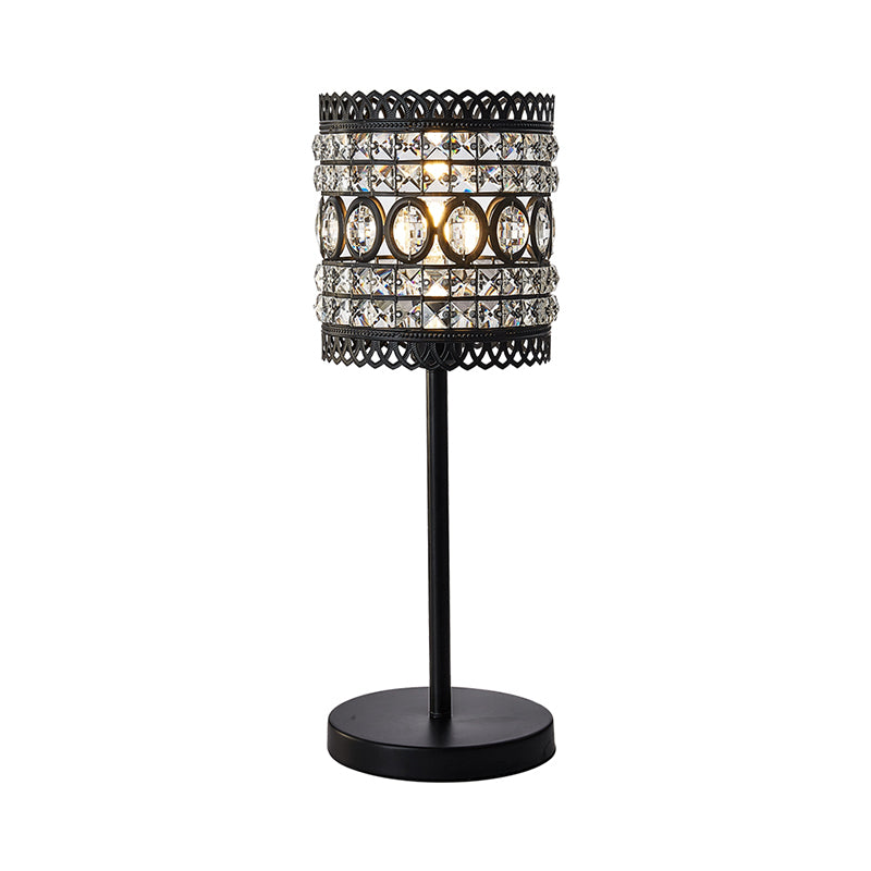 Cylinder Night Table Light Modern Metallic 1-Head Bedside Nightstand ...
