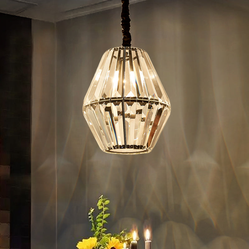 Clear Crystal Rhombus Pendulum Light Minimalism 1-Light Black Ceiling ...