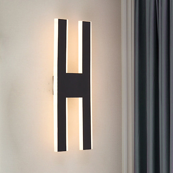 Alphabet Metal Wall Lamp Modern LED White/Black Sconce Light Fixture ...