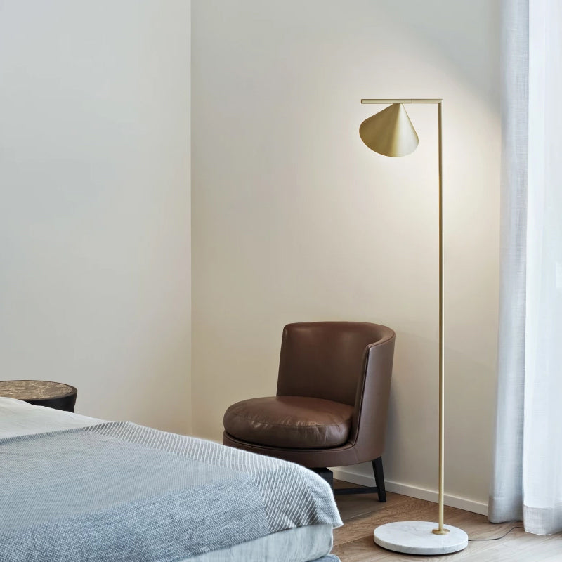 Conical Shade Standing Floor Light Simple Metal 1 Light Black/Gold ...