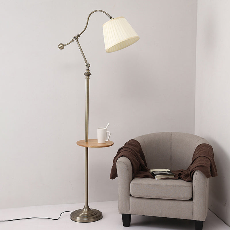 Bronze Swing Arm Stand Up Light Modern 1-Head Metallic Floor Table Lamp ...