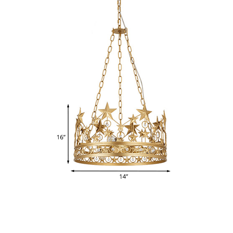 3 Heads Crown Ceiling Suspension Lamp Classic Gold Prismatic Optical ...