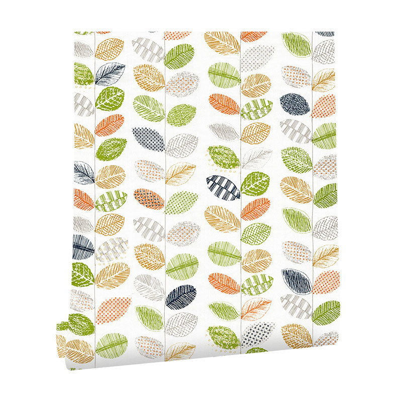 Waterproof Leaves Wall Decor Non-Woven Textured Simple Wallpaper Roll ...