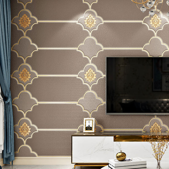 Light Color 3D Floral Texture Wallpaper Roll Stain-Resistant Flock Wall ...